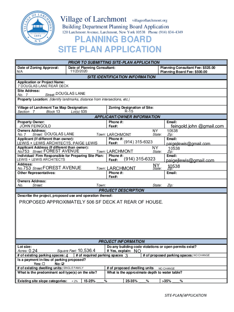 Fillable Online Planning Board Site Plan or Change of Use Application ...