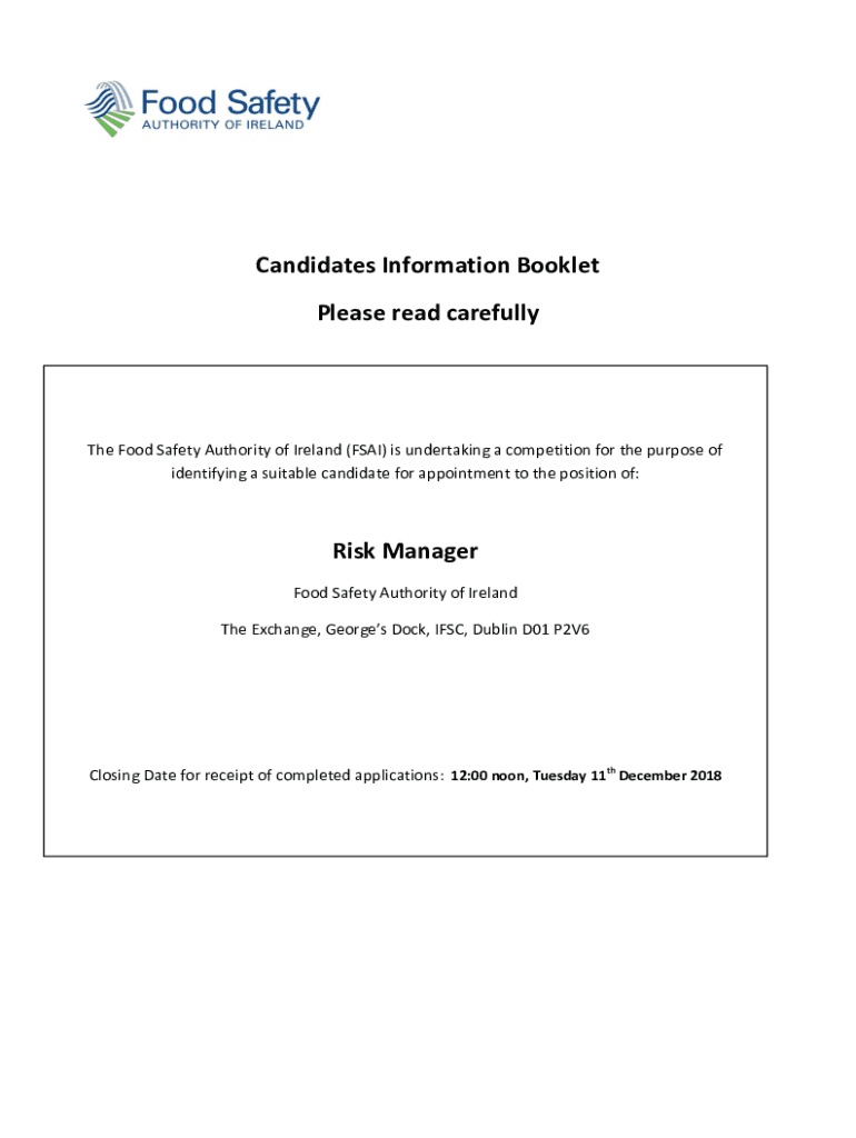 Fillable Online Candidate Information Booklet - Health and Safety ...