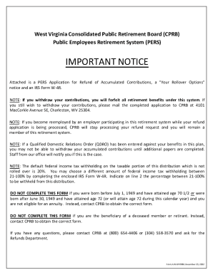 Fillable Online WV Public Employees Retirement System (PERS ...
