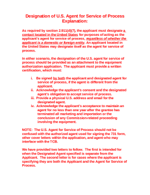 US Agent for Service of Process Attestation Explanation Doc Template ...