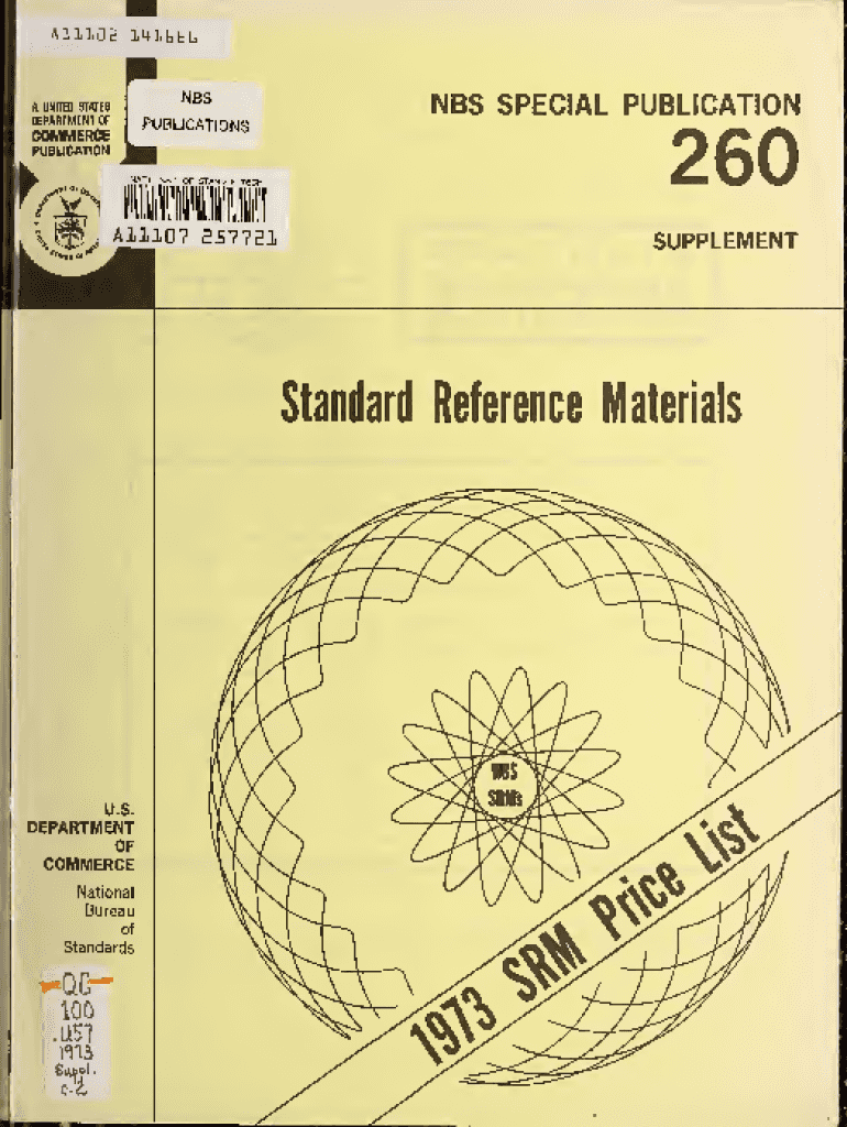 Fillable Online nvlpubs nist Standard Reference Materials 1973 SRM price list, supplement Fax ...