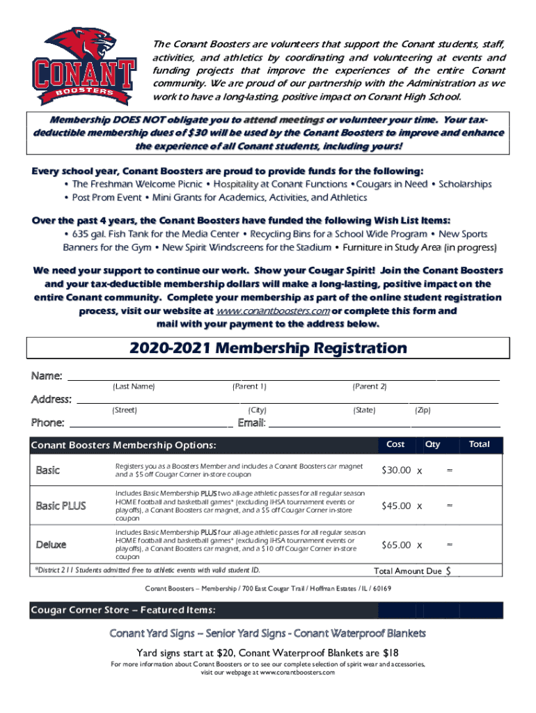 Fillable Online CHS Booster Club Info Sheet 2021-2022 - District 211 ...