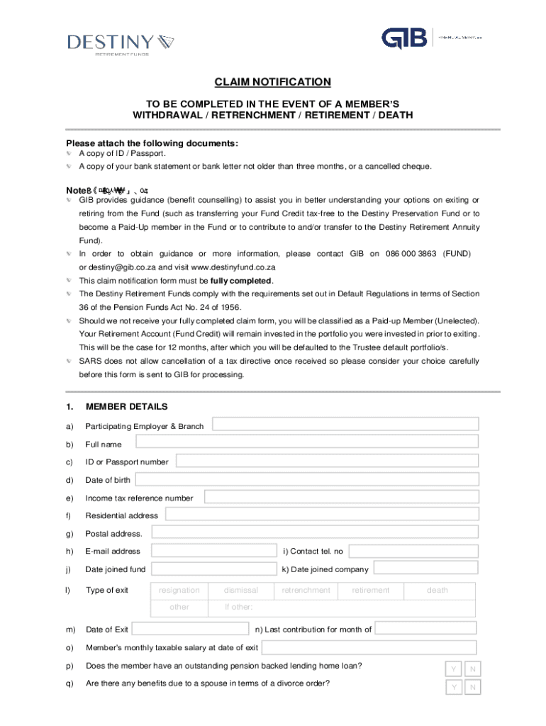 Fillable Online CLAIM NOTIFICATION Fax Email Print - pdfFiller