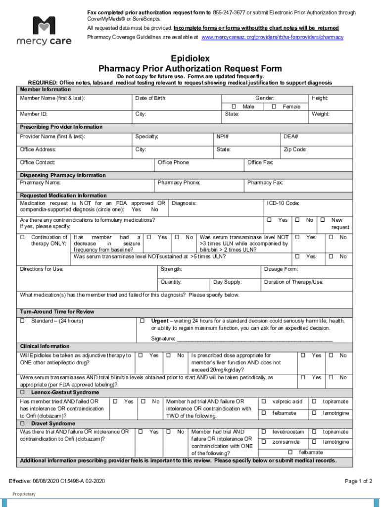 Fillable Online Epidiolex-Request-Form-MCAZRBHA-6.8.20. Accessible PDF Fax Email Print - pdfFiller