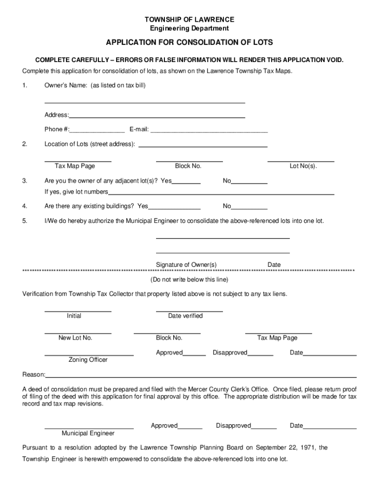 Fillable Online 50 Jersey Request for Cert List and Deed of Consolidation ... Fax Email Print ...