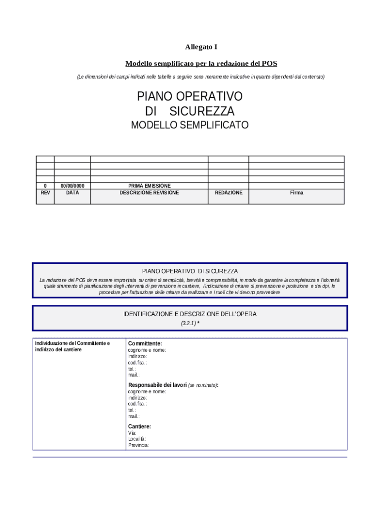 PIANO OPERATIVO DI SICUREZZA - Architettilucca.It Doc Template | pdfFiller