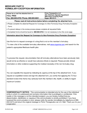 Fillable Online medicare part d formulary exception ... - Physician Fax ...