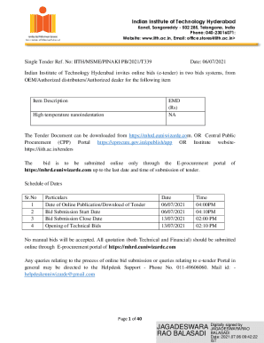 Fillable Online iith ac Single Tender Ref Fax Email Print - pdfFiller