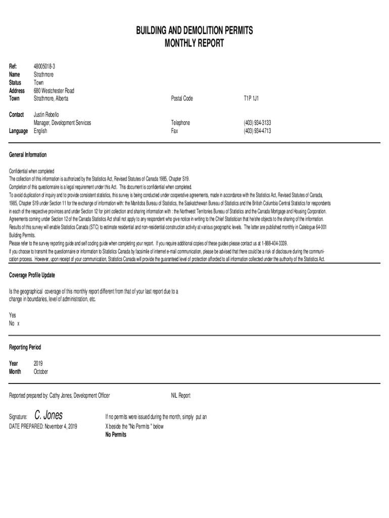 Fillable Online BUILDING AND DEMOLITION PERMITS MONTHLY REPORT Fax ...