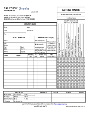 Fillable Online chain of custody - EMLab P&K Fax Email Print - pdfFiller