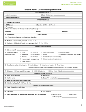 Fillable Online VIRAL HEMORHAGIC FEVER CASE INVESTIGATION FORM Fax ...