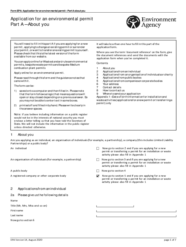 Fillable Online Application for an environmental permit Part F1 Fax ...