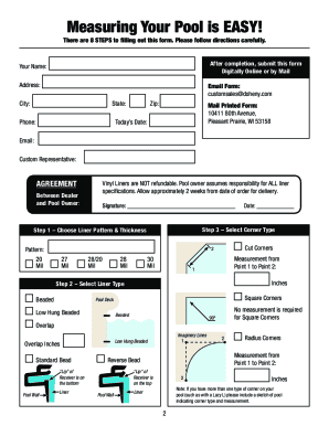 Fillable Online Fillable Online In-ground Liner Measuring Form - Doheny ...