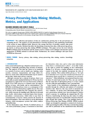 Fillable Online Privacy Preserving Data Mining Methods and Metrics Analysis Fax Email Print ...
