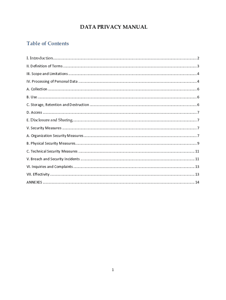 Fillable Online DATA PRIVACY MANUAL Table of Contents - Wealth ...