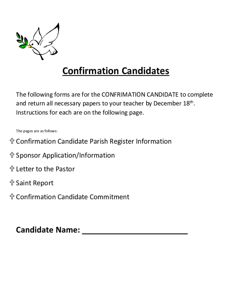 Fillable Online guidelines for adult confirmation archdiocese of santa ...