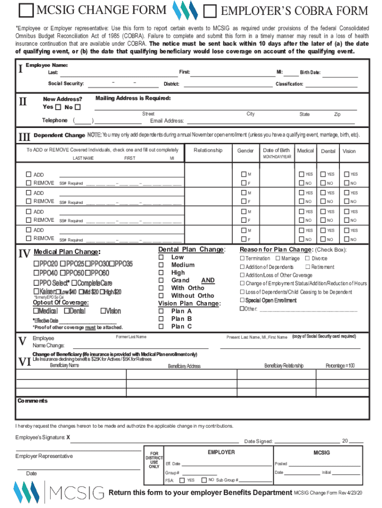 Fillable Online An Employer's Guide To Group Health Continuation ...