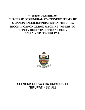 Fillable Online Tender Document for Procurement of Stationery Items and ...