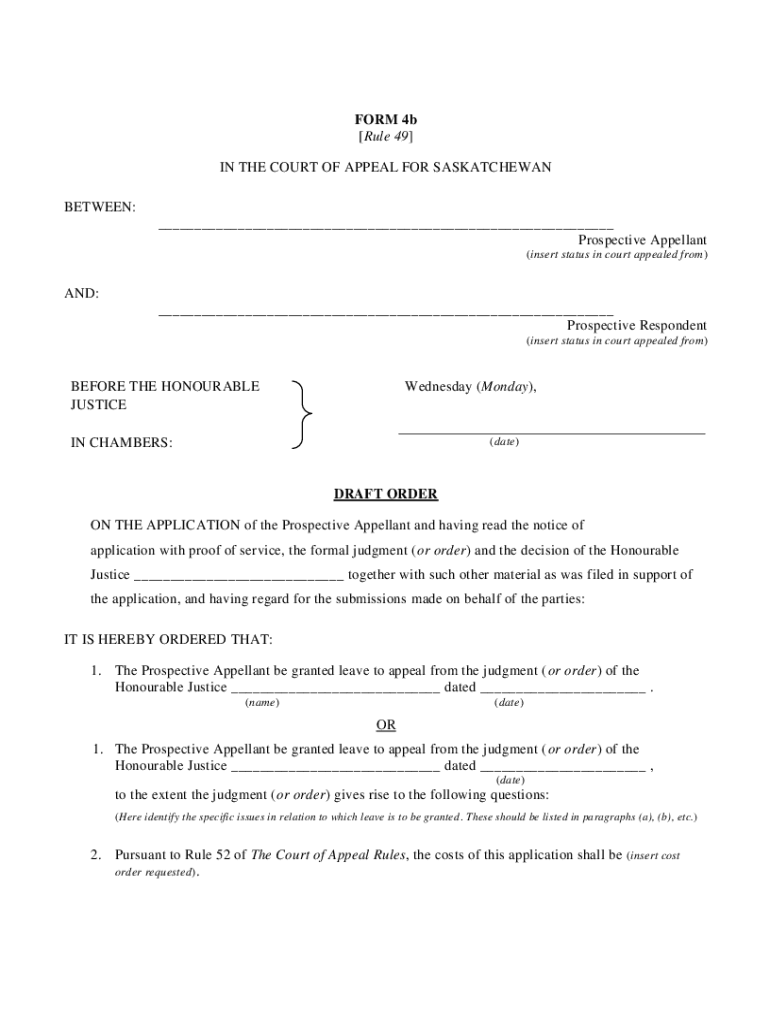 Fillable Online Form 4a - Notice of Motion to Obtain Leave to Appeal ...