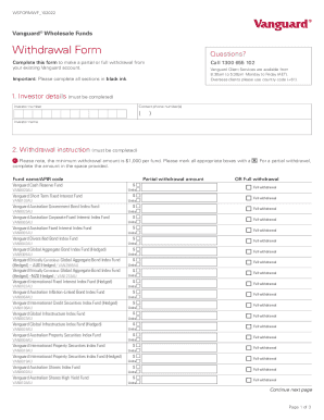 Fillable Online Vanguard Wholesale FundsWithdrawal Form Fax Email Print ...