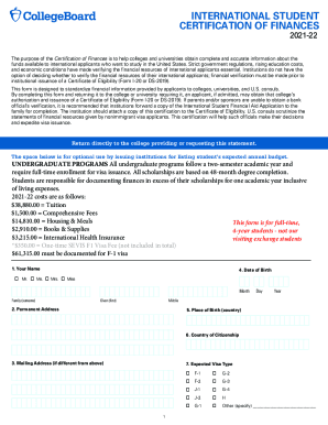 Fillable Online Certificate of FinancesInternational Student & Scholar Services Fax Email Print ...