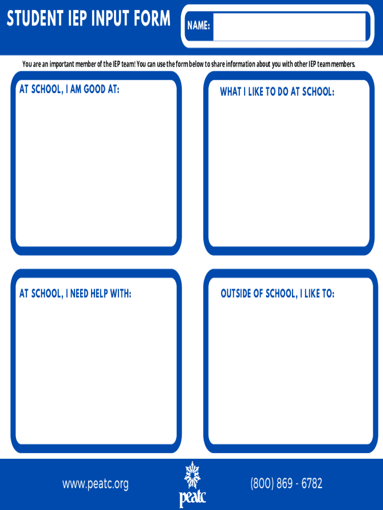 Fillable Online Student IEP input form Fax Email Print - pdfFiller