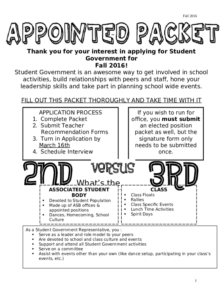 HHS Student Council Officer Application Packet - Amazon AWS Doc ...