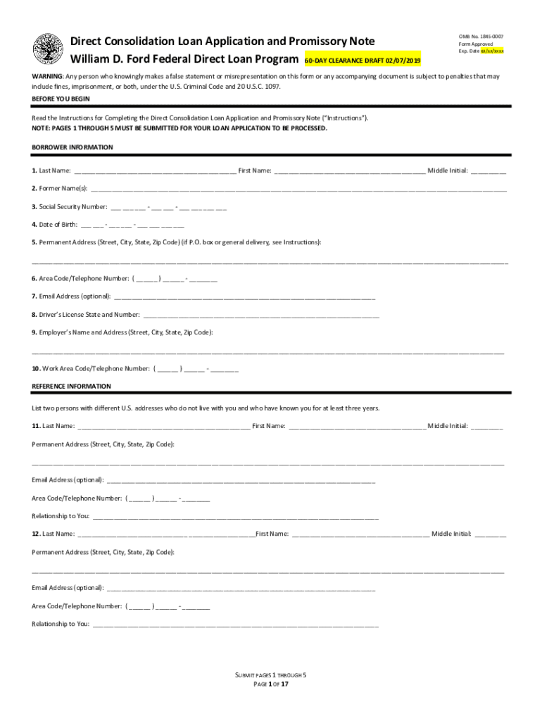 Fillable Online Direct Consolidation Loan Application and ... - Regulations.gov Fax Email Print ...