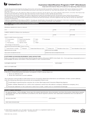 Fillable Online Bank Cip Disclosure Form - Fill Online, Printable ...