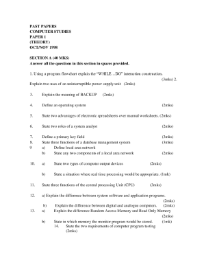 Fillable Online Computer Studies Past Papers - Fill and Sign Printable ...