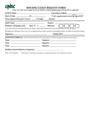 Fillable Online HOUSING GUEST REQUEST FORM Fax Email Print - pdfFiller