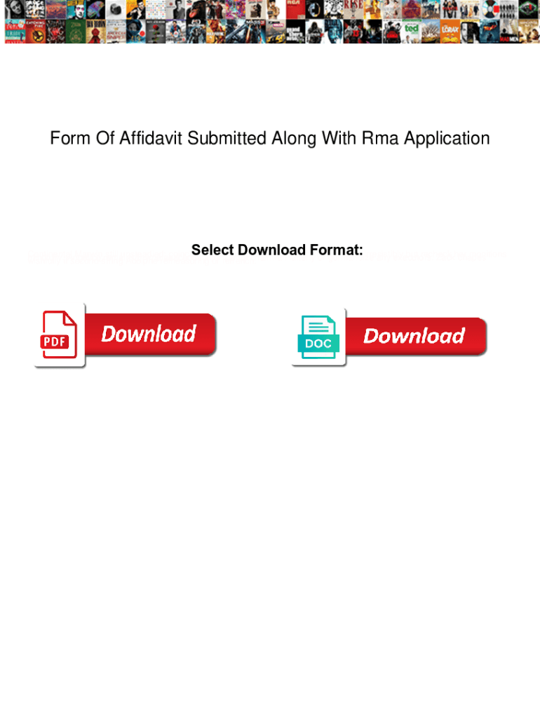 Fillable Online Form Of Affidavit Submitted Along With Rma Application. Form Of Affidavit ...