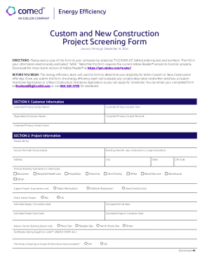 Fillable Online Custom and New Construction Project Screening Form ...
