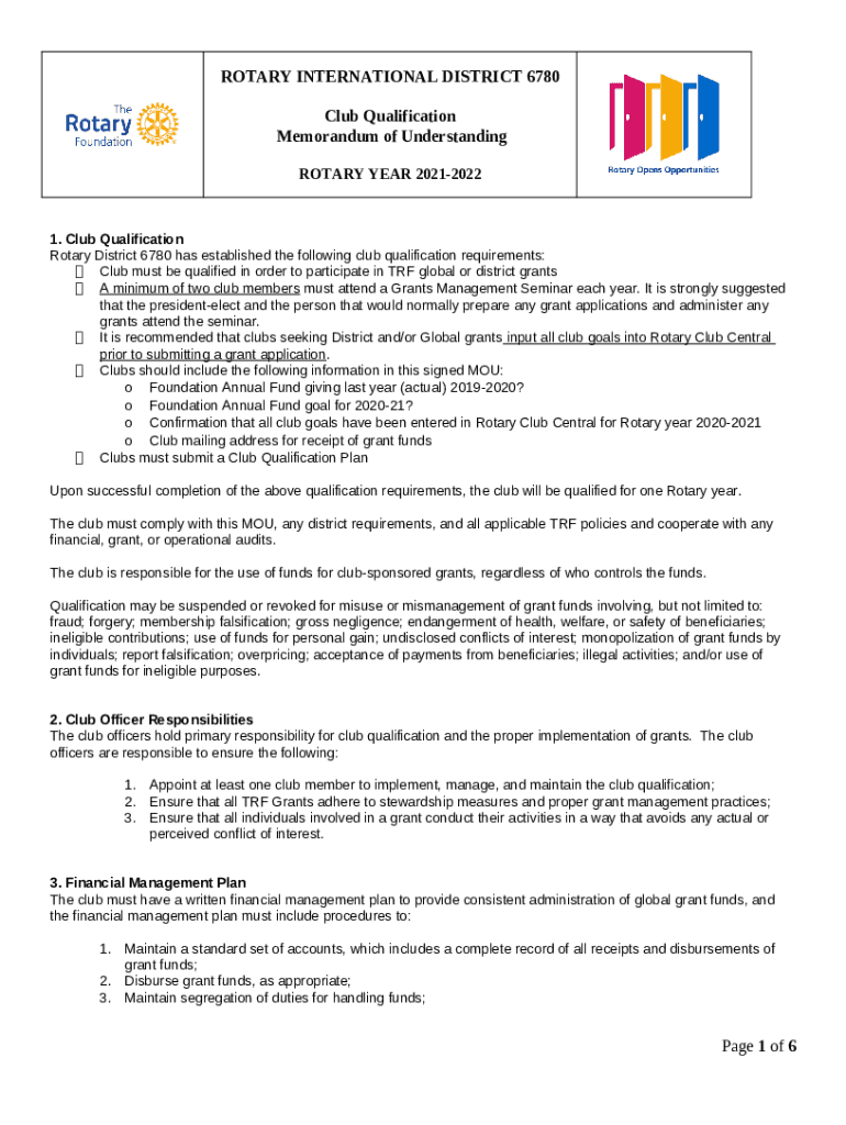 International Service Projects - Rotary District 6780 Doc Template | pdfFiller