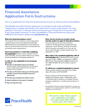 Fillable Online Peacehealth Financial Assistance Application Form Fax Email Print - pdfFiller