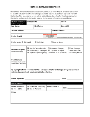 Fillable Online Technology Device Repair Form Fax Email Print - pdfFiller