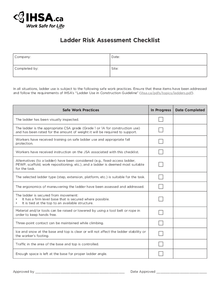 Fillable Online Ladders - Inspection : OSH Answers Fax Email Print ...