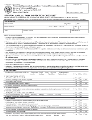 STI SP001 Annual Tank Inspection Checklist - datcp wi Doc Template ...