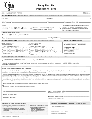 Fillable Online Relay for Life Registration Form - NET Fax Email Print ...