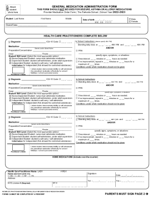 Fillable Online Health Services / Medication Administration Forms Fax ...