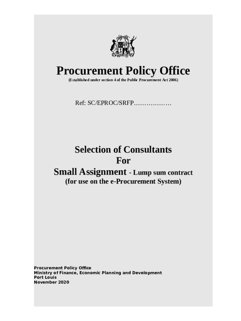 SRFP Lump SumPDFConsultantRequest For Proposal - Scribd - ppo govmu Doc Template | pdfFiller