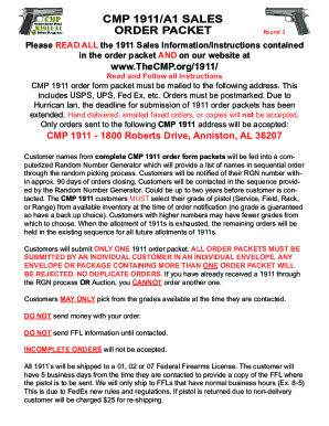 Fillable Online Cmp 1911 Order Form - Fill Online, Printable, Fillable ...