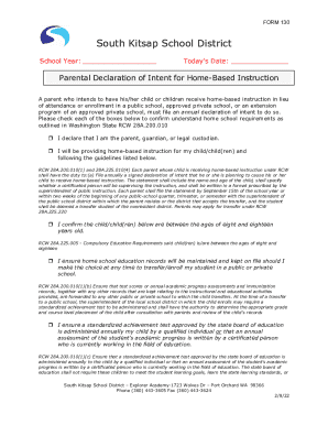 Fillable Online Home Based Instruction Annual Declaration of Intent Fax ...