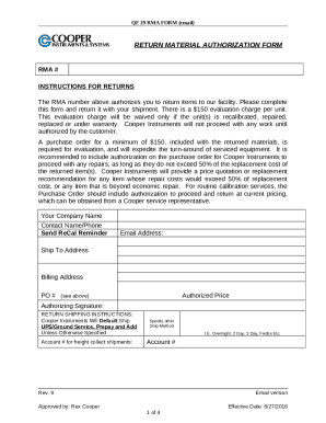 Return Merchandise Authorization (RMA) Excel Template Doc Template ...