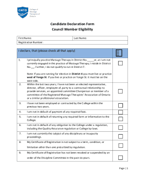 Fillable Online Candidate Declaration Form Fax Email Print - pdfFiller