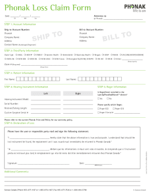 Fillable Online Phonak Loss and Damage Claim Form - Rackcdn.com Fax ...