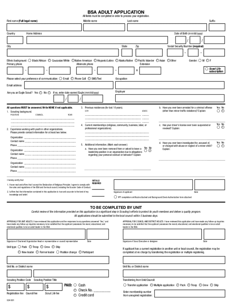 2022 BSA Form 524-501A Fill Online, Printable, Fillable, Blank - pdfFiller
