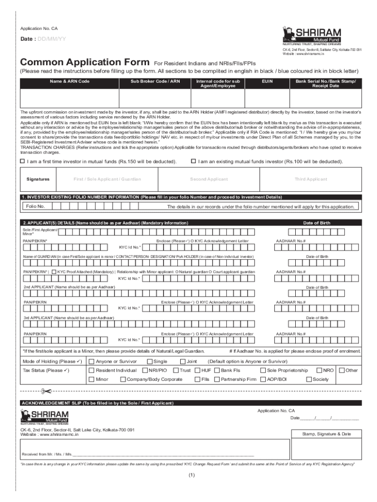 Fillable Online Common SIP Application Form 17 05 22.FH10 Fax Email ...