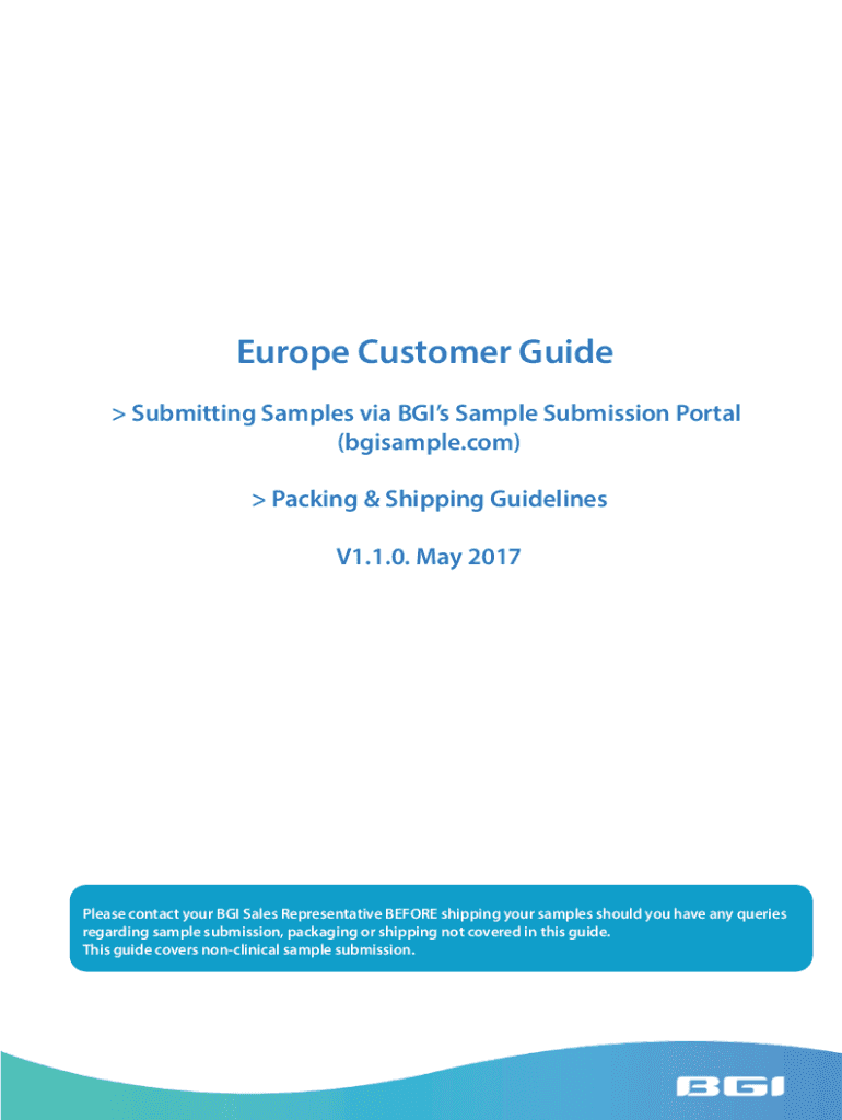Fillable Online Europe - Customer Guide to Submitting Samples and Shipping Guidelines Fax Email ...