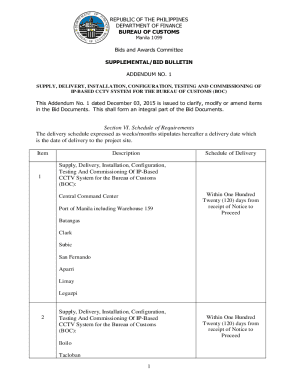 Fillable Online Supplemental Bid Bulletin Addendum No. 1 - Bureau of ...